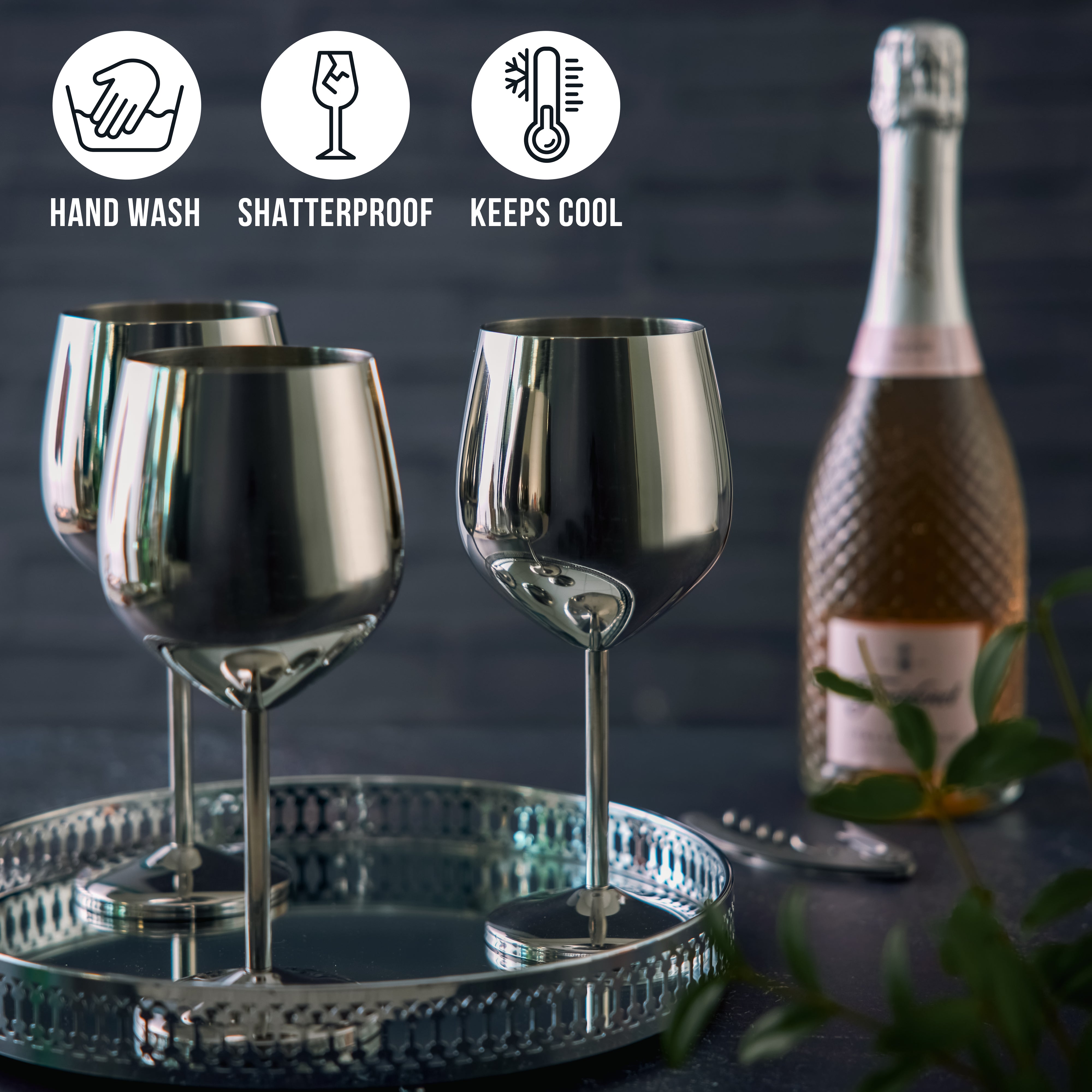 Stainless Steel Wine Glasses, Champagne Flutes, Gin Goblets & More ...