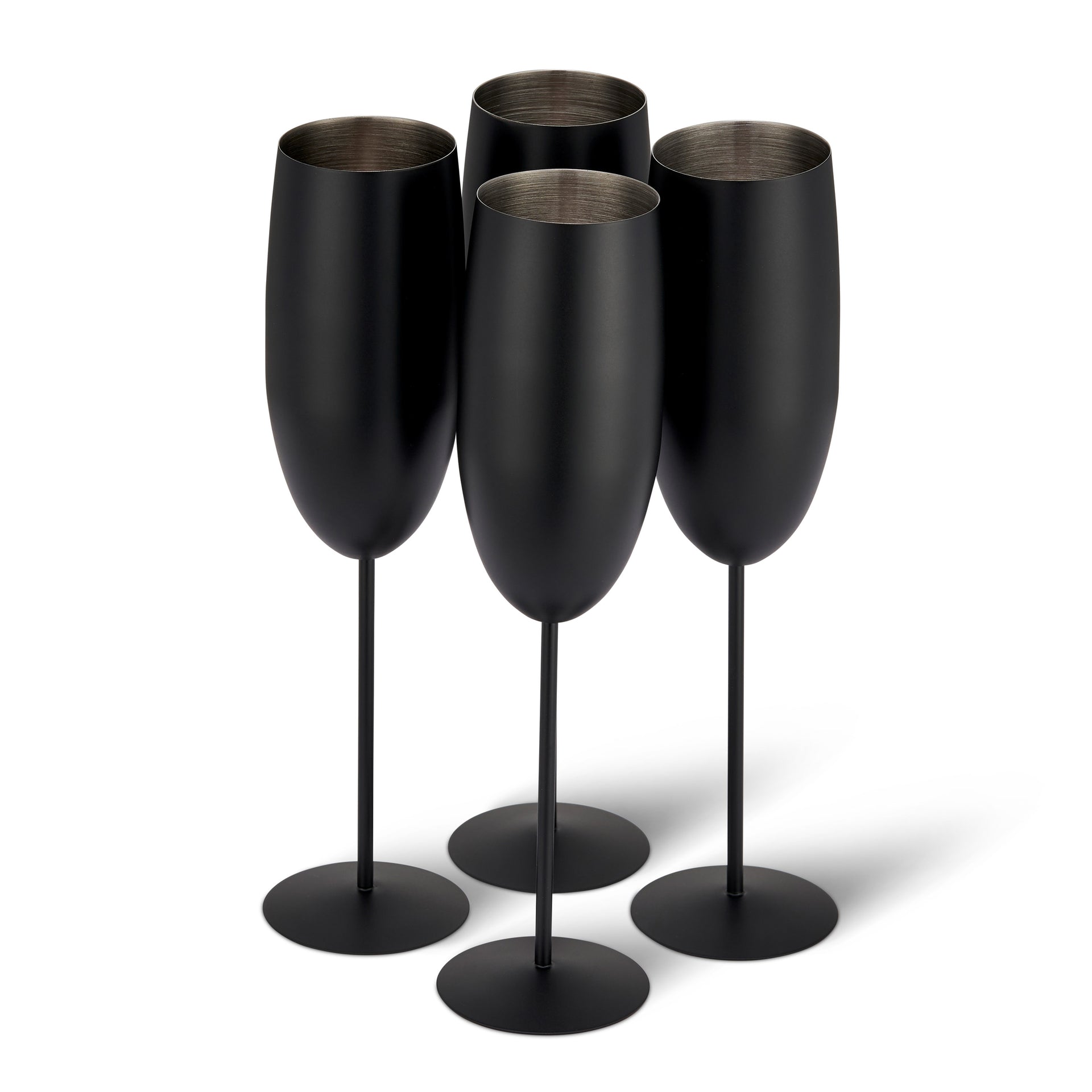 Stainless Steel Matte Black Champagne Flutes – Oak & Steel